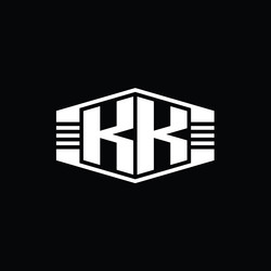 Kk letter logo monogram hexagon emblem shape Vector Image