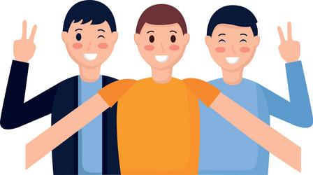 Three men posing portrait Royalty Free Vector Image