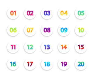 Numbers in colorful gradient frames set Royalty Free Vector