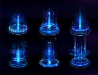 Green game hologram light circle podium teleport Vector Image