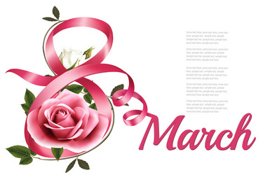 8th march vintage pink rose with ribbon Royalty Free Vector