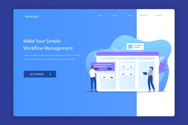 Manage your workflow landing page template Vector Image