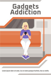 Internet addiction poster template smartphone Vector Image