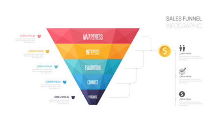 Sales Funnel Diagram Template Royalty Free Vector Image