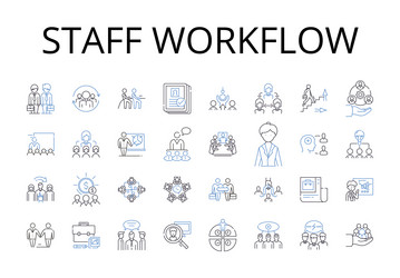 Staff workflow outline icons collection Royalty Free Vector