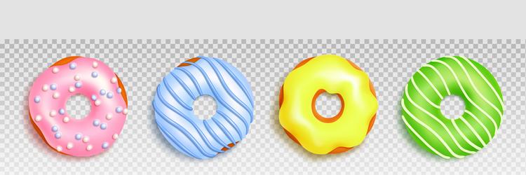 Seamless border with flat donuts in a row element Vector Image