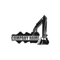 Excavation work logo design emblem of excavator Vector Image