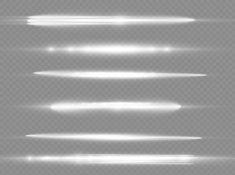 Horizontal light rays white line flash glare Vector Image