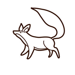 Cute line icon fox face cartoon Royalty Free Vector Image