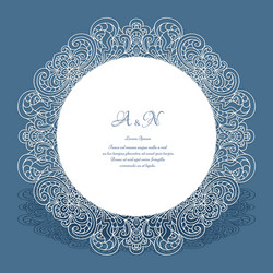 Lace round frame with congratulation Royalty Free Vector