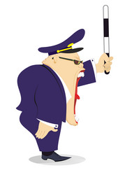 Traffic police shouting to megaphone Royalty Free Vector