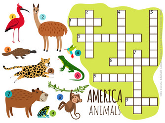 American animals crossword Royalty Free Vector Image