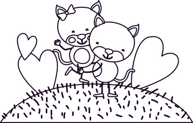 Sketch contour scene sky landscape and grass Vector Image