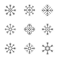 Thin line simple snowflake icons Royalty Free Vector Image