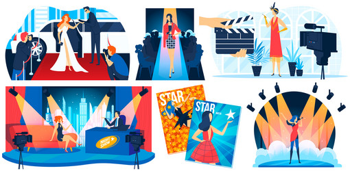 Celebrity star people on red carpet ector Vector Image