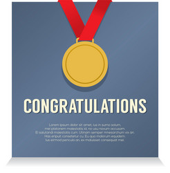 Bronze medal with congratulations card Royalty Free Vector