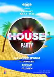 Beach party poster for clubbing dance event Vector Image