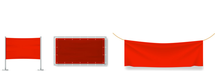 Realistic red textile banners set isolated Vector Image