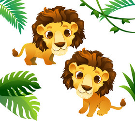 Lion in nature frame Royalty Free Vector Image