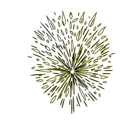 Celebration fireworks splash outline sketch yellow