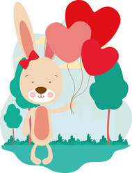 Cute bunny with helium balloons Royalty Free Vector Image