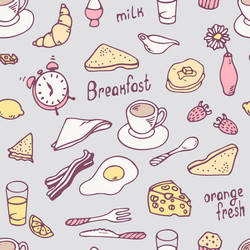 Hand drawn breakfast item set cute food Royalty Free Vector