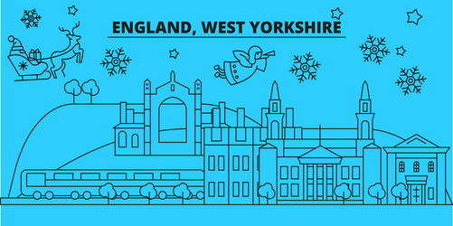 Great britain west yorkshire winter city skyline Vector Image
