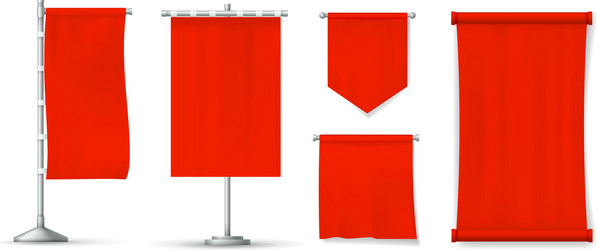 Realistic red textile banners set isolated Vector Image