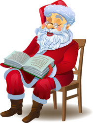 Cartoon santa sat in a chair and read a letter Vector Image
