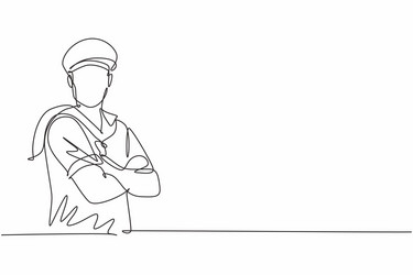 Continuous one line drawing sailor man Royalty Free Vector
