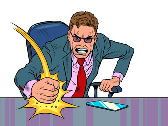 Evil robot boss hits the table with his fist Vector Image