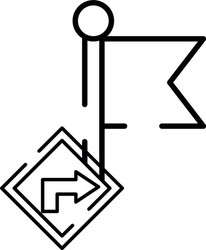 Flag guide position with traffic signal Royalty Free Vector