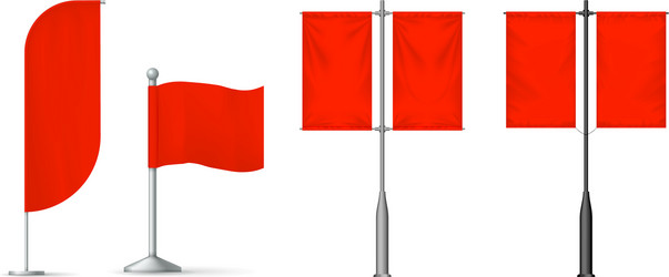 Realistic red textile banners set isolated Vector Image