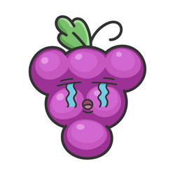 Sad grape cartoon character icon Royalty Free Vector Image