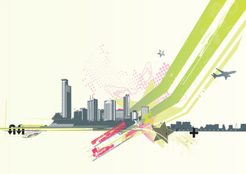 Yellow grunge background and construction objects Vector Image