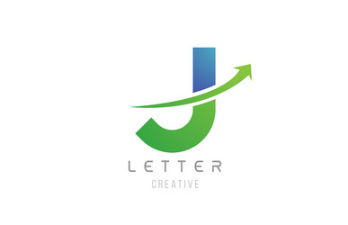 Green arrow j alphabet letter logo icon Royalty Free Vector