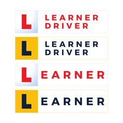 Letter l learner driver plate icon cartoon flat Vector Image