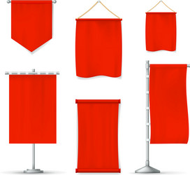 Realistic red textile banners set isolated Vector Image