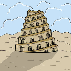 Tower of babel ancient city babylon Royalty Free Vector