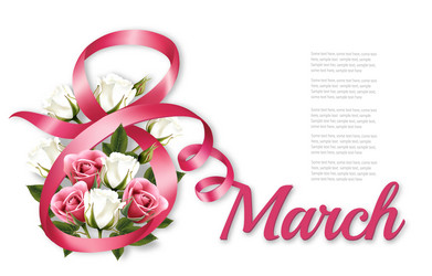 8th march vintage pink rose with ribbon Royalty Free Vector
