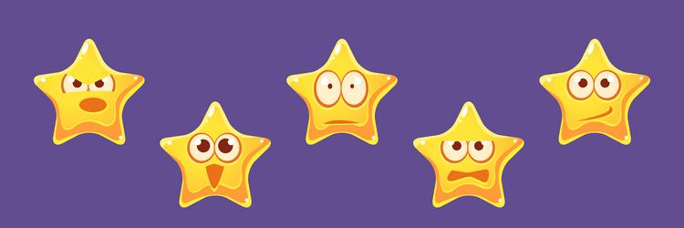 Funny yellow star with face emotion set Royalty Free Vector