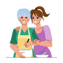 Mother daughter kitchen Royalty Free Vector Image