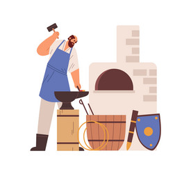 Blacksmith in the workshop Royalty Free Vector Image