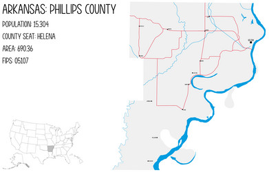 Map of phillips county in arkansas usa Royalty Free Vector