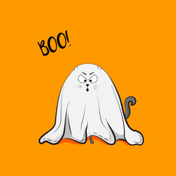 Friendly ghost with sad face scary spiders Vector Image