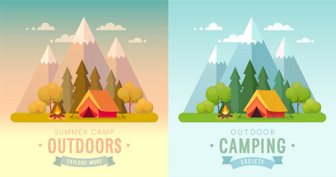 Vintage camping realistic compositions Royalty Free Vector