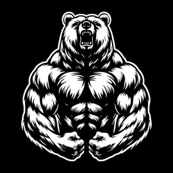 A bear with big muscles in fighting stance Vector Image