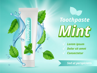 Toothpaste background dental poster design mint Vector Image