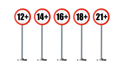 Age limit sign set adults content only Royalty Free Vector