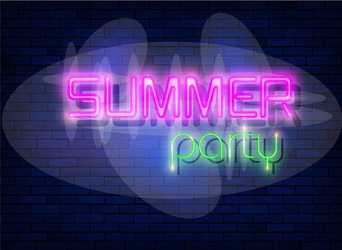 Neon sign summer party with sea horse Royalty Free Vector